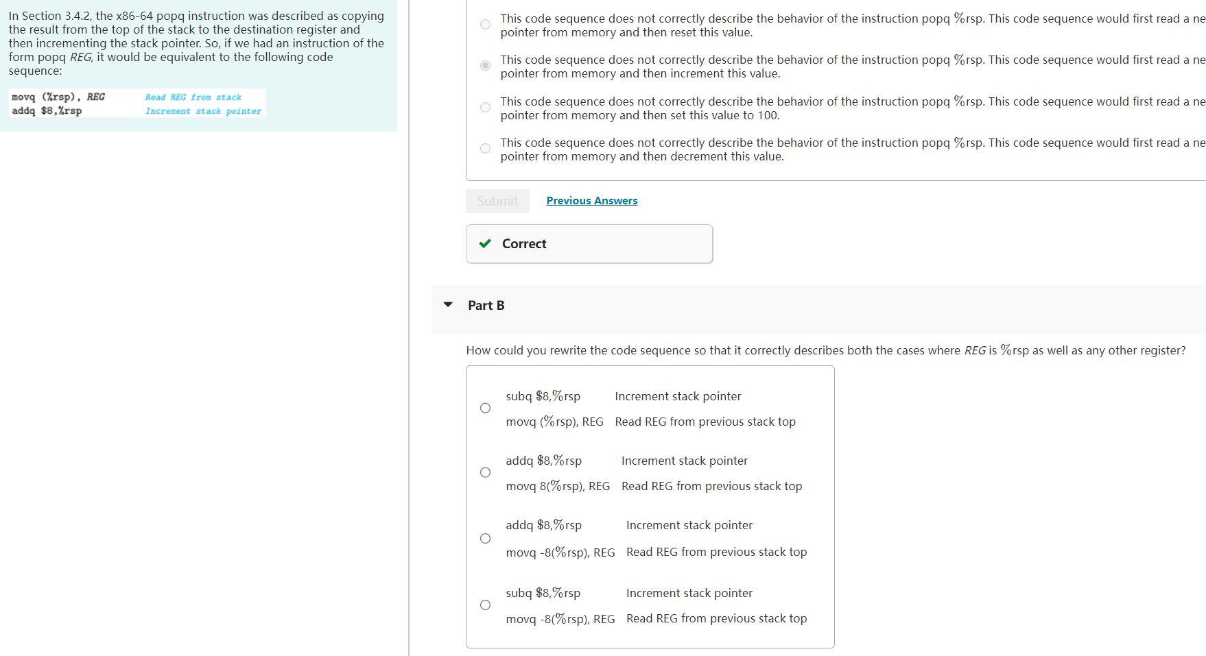 Solved Part B How could you rewrite the code sequence so | Chegg.com