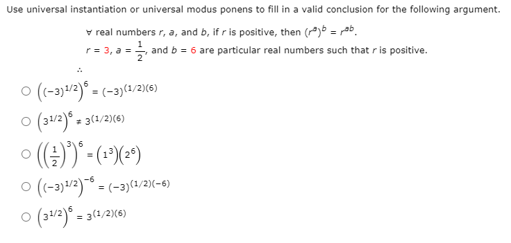 Solved Use universal instantiation or universal modus ponens | Chegg.com