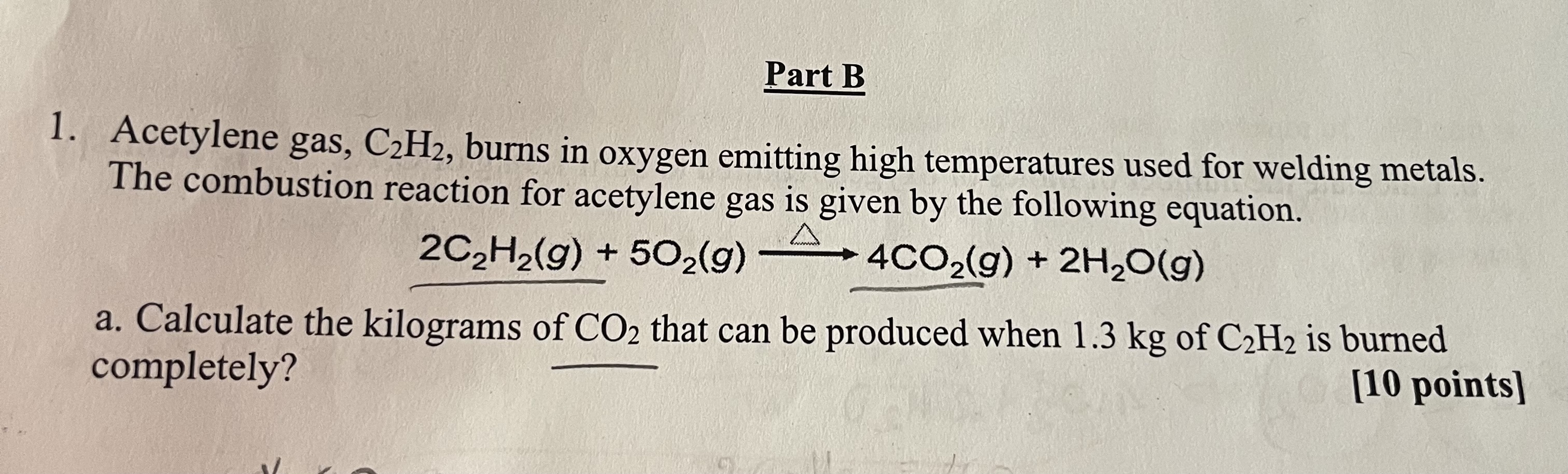 Solved )Acetylene gas, C2H2, ﻿burns in oxygen emitting high | Chegg.com