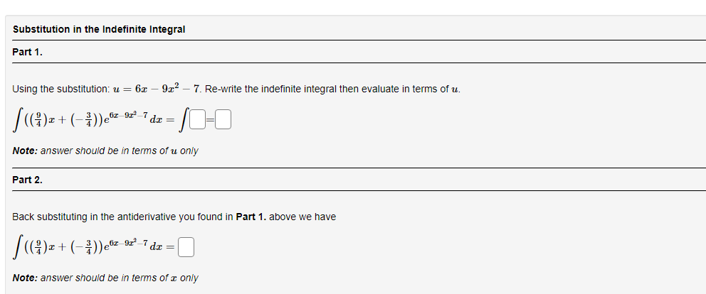 Solved Substitution in the Indefinite IntegralPart 1.Using | Chegg.com