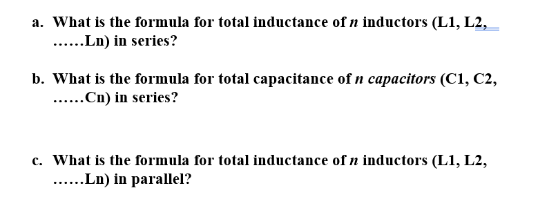 Solved a. What is the formula for total inductance of n | Chegg.com