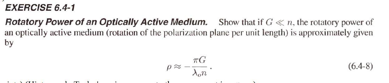 Solved Rotatory Power of an Optically Active Medium. Show | Chegg.com