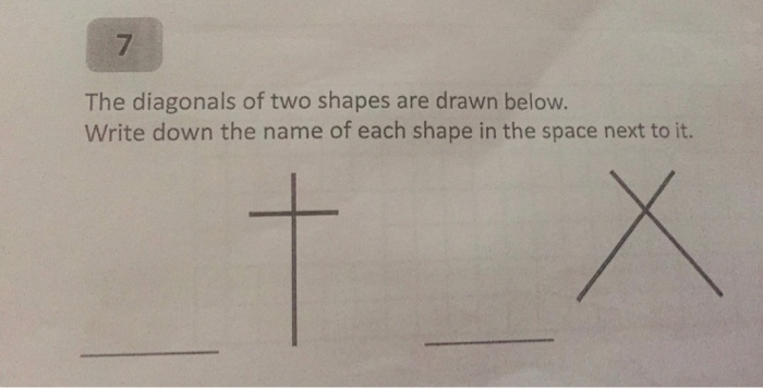 Solved 7 The diagonals of two shapes are drawn below. Write | Chegg.com