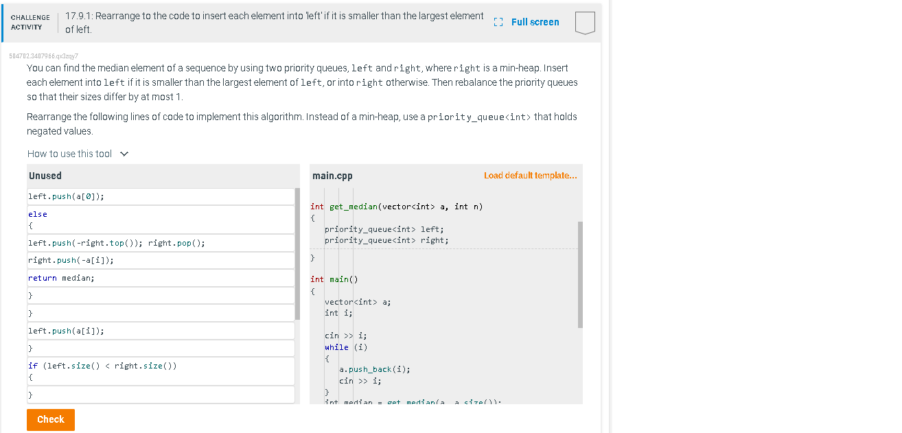 Solved You can find the median element of a sequence by | Chegg.com
