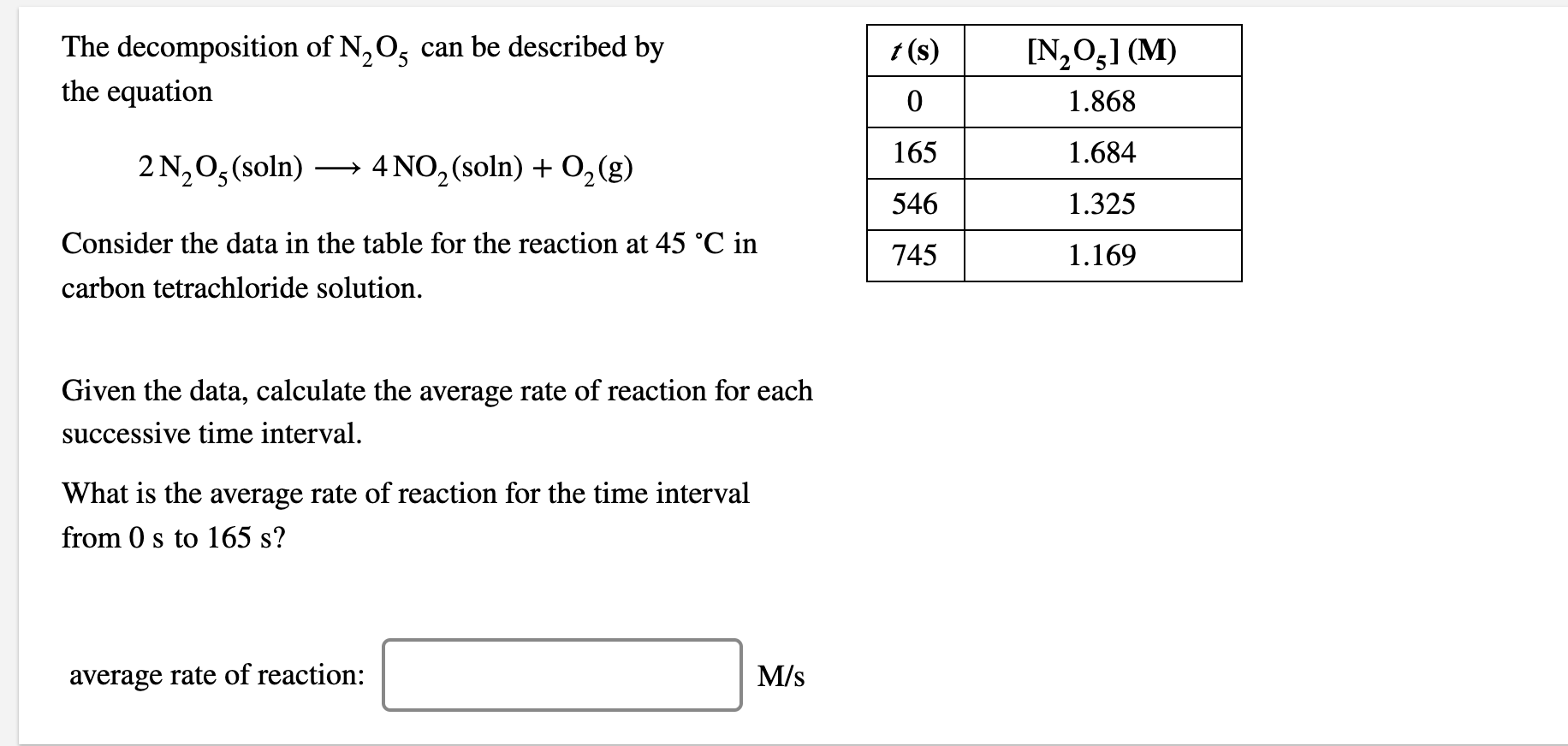 Solved t(s) The decomposition of N20, can be described by | Chegg.com