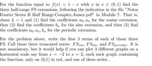 Solved For the function equal to f(x) = 1 - r with x in re | Chegg.com