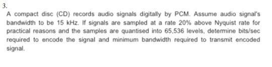 Solved A compact disc (CD) records audio signals digitally | Chegg.com