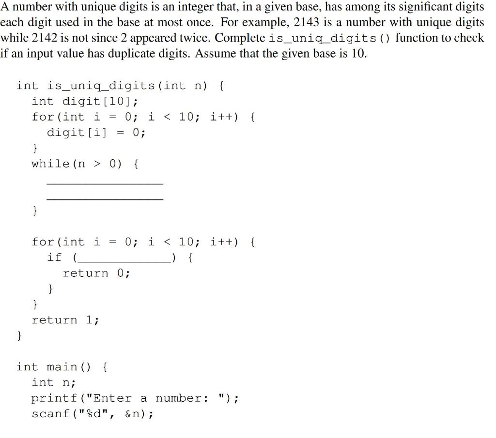 Solved A Number With Unique Digits Is An Integer That In A 5859