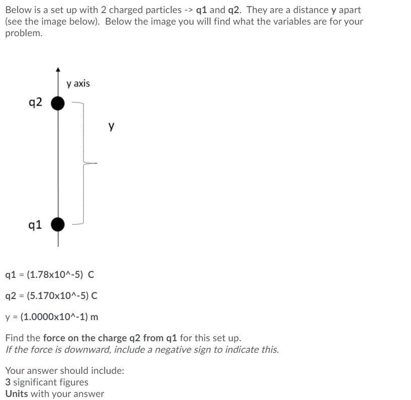 Solved Below is a set up with 2 charged particles -> q1 and | Chegg.com
