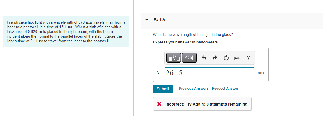 Solved In a physics lab, light with a wavelength of 570 nm | Chegg.com