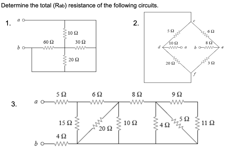 Solved Determine the total (Rab) resistance of the following | Chegg.com