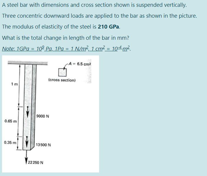 Solved A steel bar with dimensions and cross section shown | Chegg.com