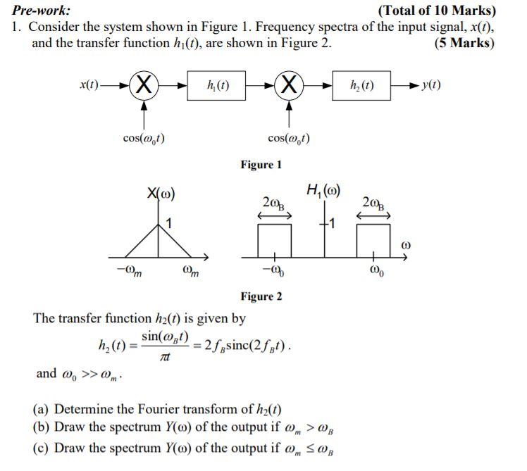 Solved Pre-work: (Total of 10 Marks) 1. Consider the system | Chegg.com