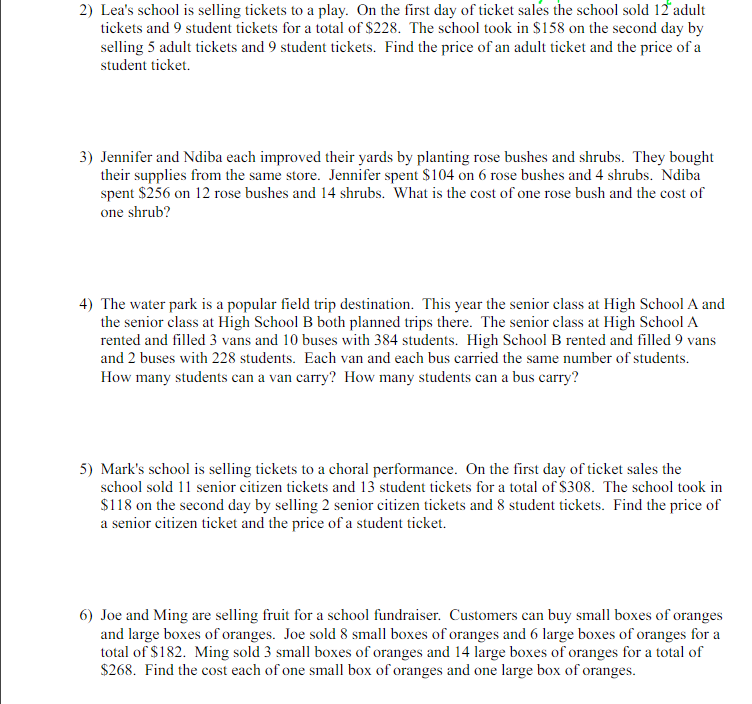Solved 2) Lea's school is selling tickets to a play. On the | Chegg.com