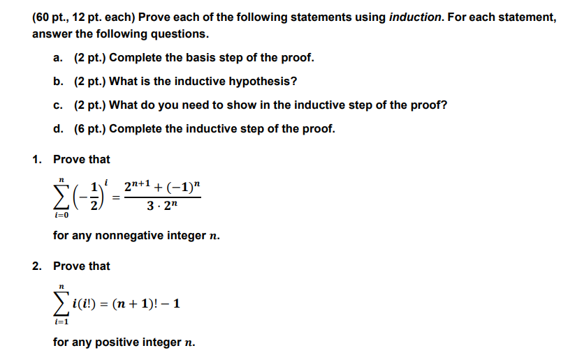 Solved (60 pt., 12 pt. each) Prove each of the following | Chegg.com