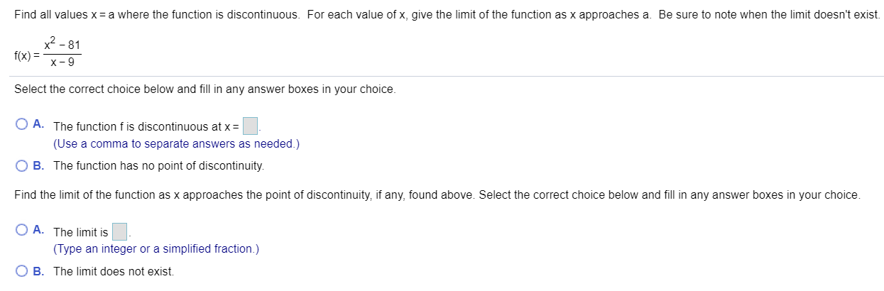 Solved Find All Values X A Where The Function Is