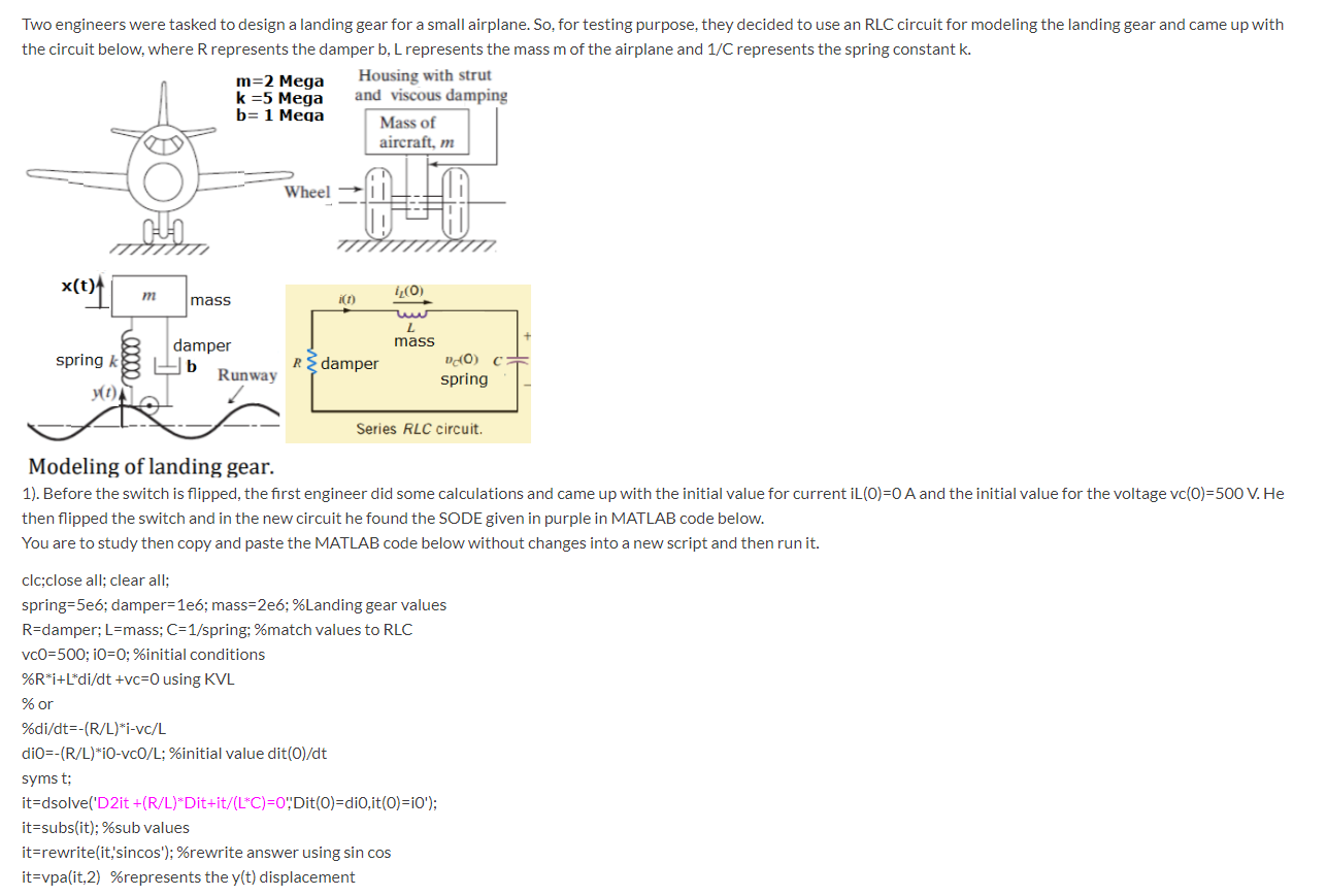 Solved Two engineers were tasked to design a landing gear | Chegg.com