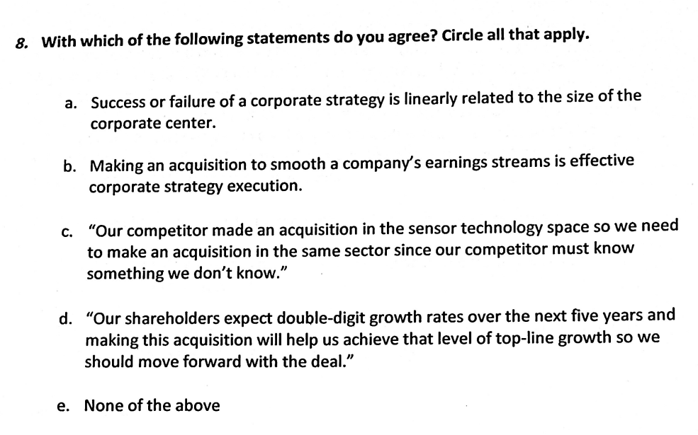 Solved With which of the following statements do you agree? | Chegg.com