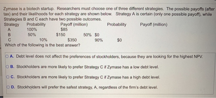 Solved Zymase is a biotech startup. Researchers must choose | Chegg.com