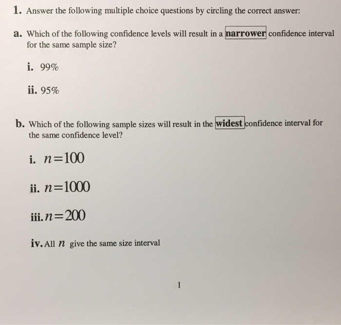 Solved 1. Answer the following multiple choice questions by | Chegg.com