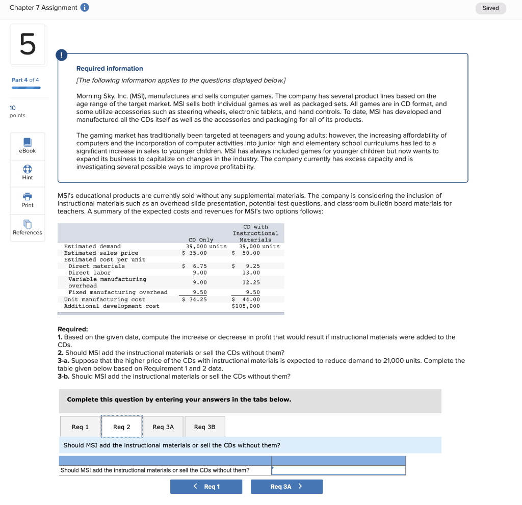 Solved Chapter 7 Assignment 0 Saved Required information The | Chegg.com