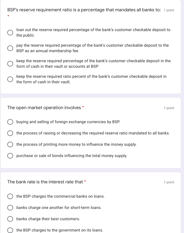 Solved BSP's reserve requirement ratio is a percentage that | Chegg.com