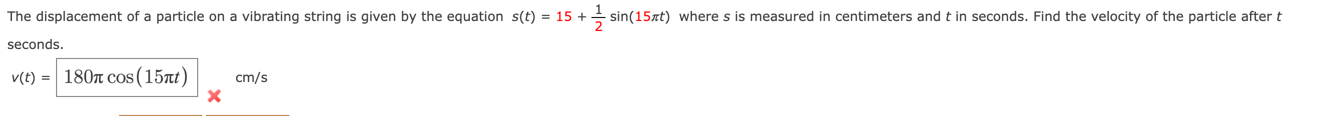 Solved The displacement of a particle on a vibrating string | Chegg.com