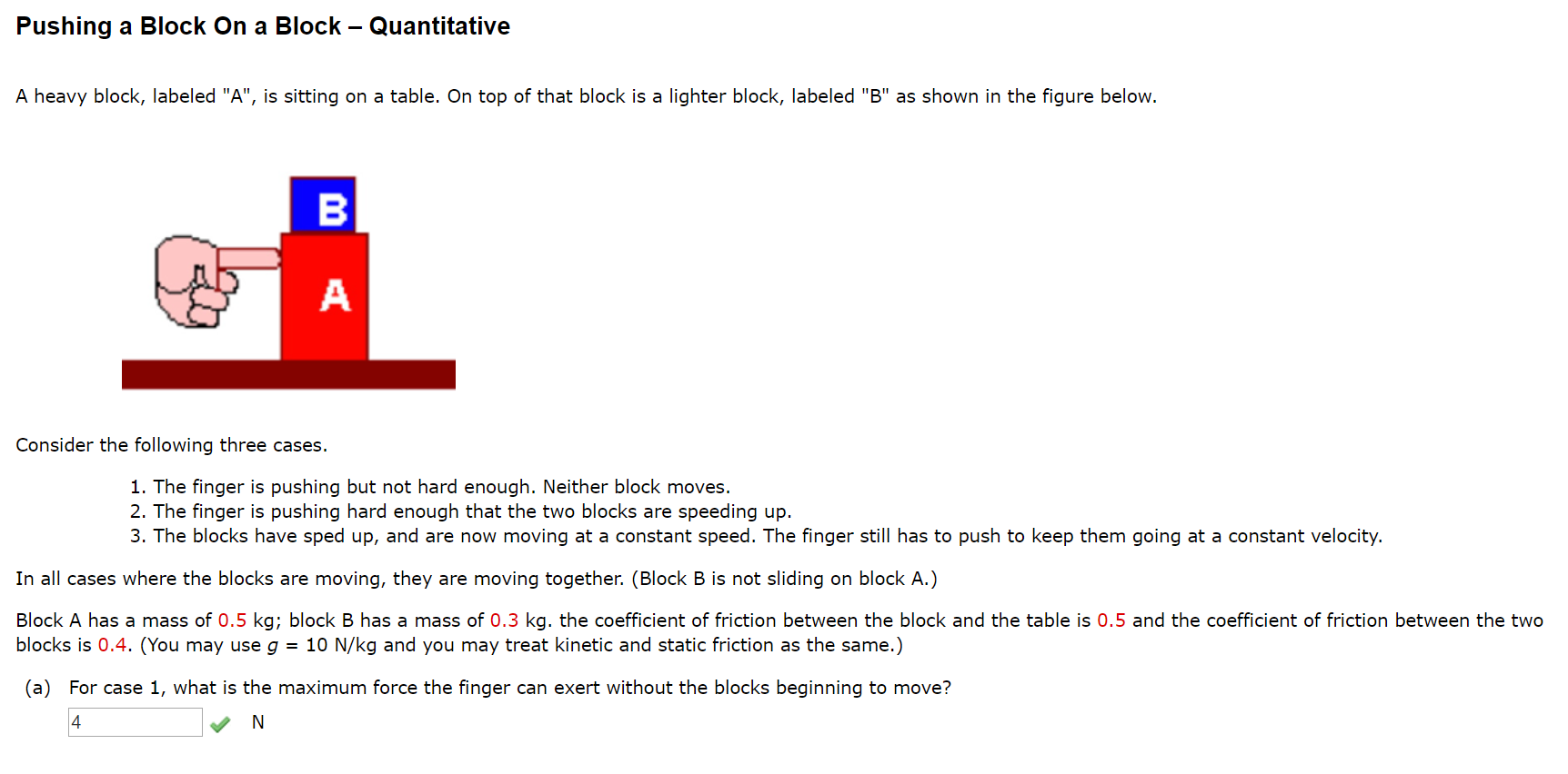 Solved Pushing a Block On a Block - Quantitative A heavy | Chegg.com