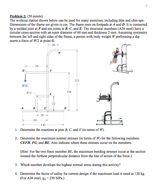 Problem 2: (50 points) The workout station shown | Chegg.com