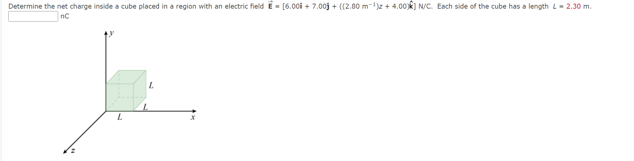 Solved Determine the net charge inside a cube placed in a | Chegg.com