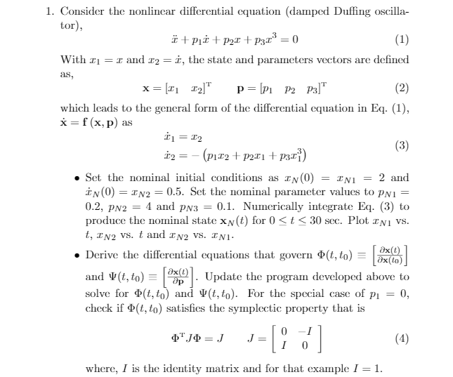 1. Consider the nonlinear differential equation | Chegg.com