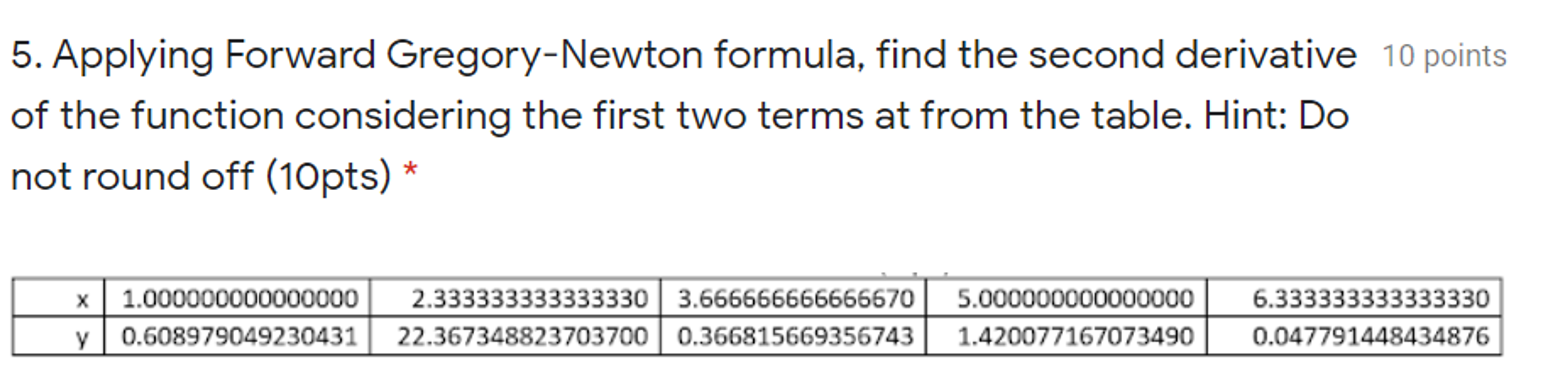 5. Applying Forward Gregory-Newton formula, find the | Chegg.com