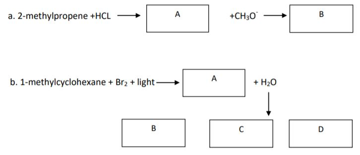 Solved a. 2-methylpropene +HCL - A +CH30 00 А b. | Chegg.com
