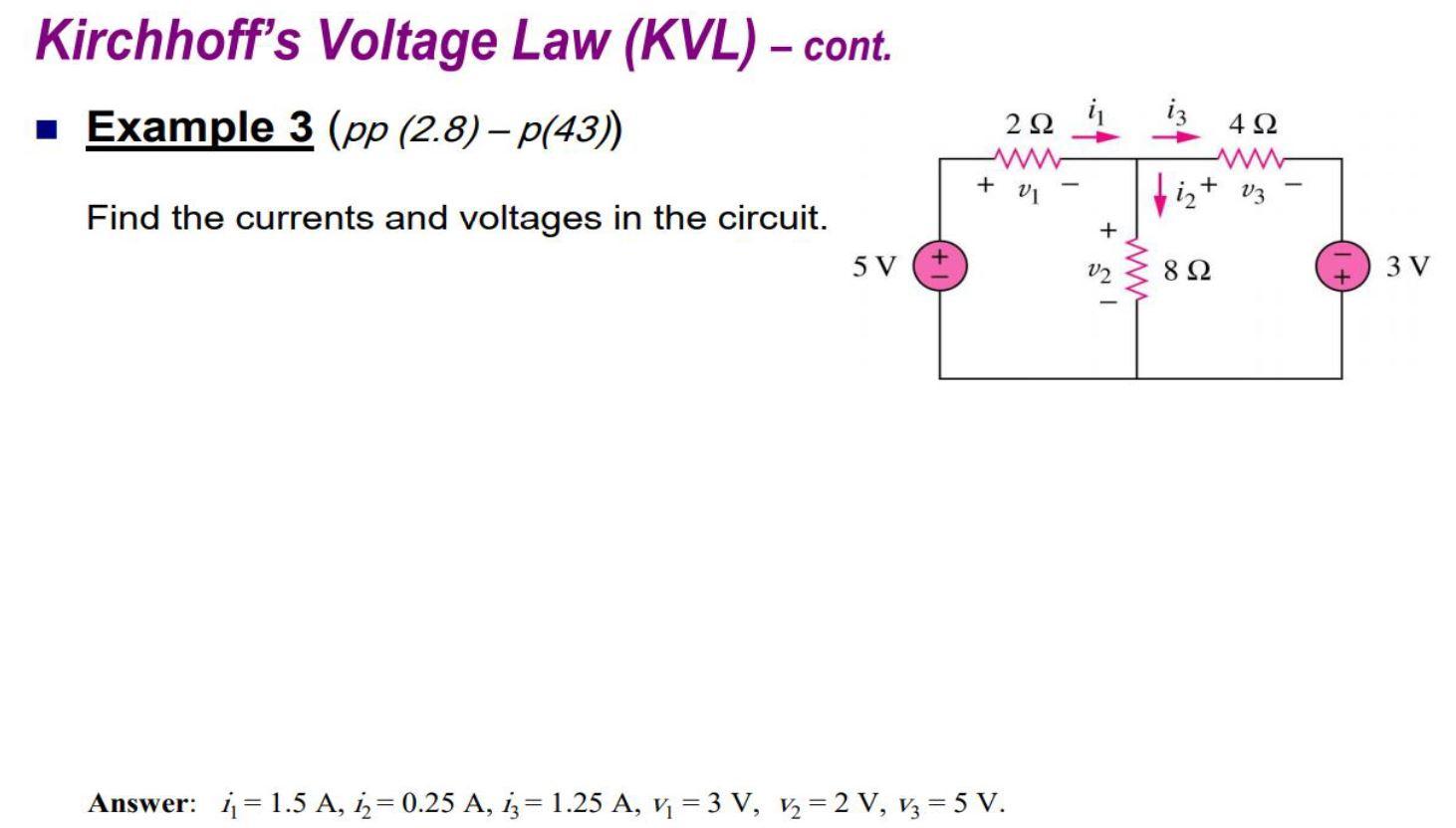 Solved Kirchhoff's Voltage Law (KVL) - cont. iz Example 3 | Chegg.com