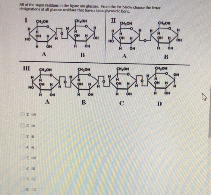 Solved All of the sugar residues In the figure are glucose. | Chegg.com