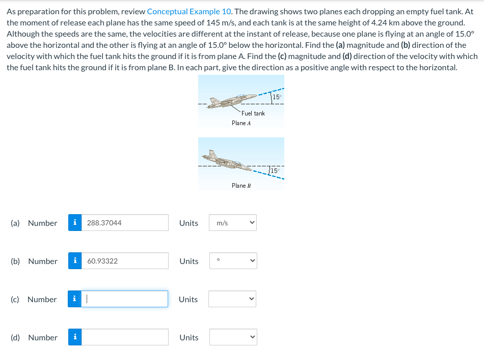 Solved The drawing shows two planes each dropping an empty | Chegg.com