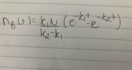 Solved K1 > K2 when is nB(t) a maximum value? K1, K2, N | Chegg.com