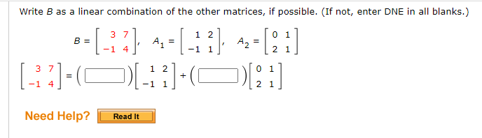 Solved Write B as a linear combination of the other | Chegg.com