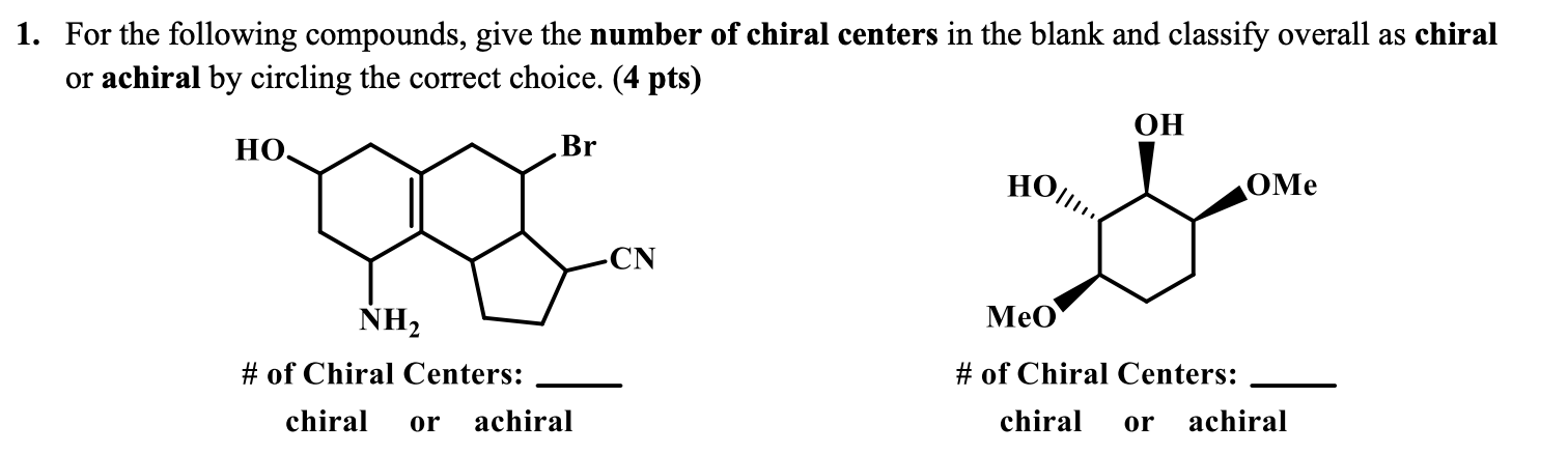Solved For the following compounds, give the number of | Chegg.com