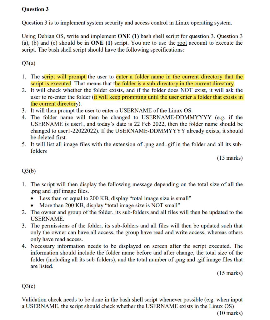 Solved Question 3 Question 3 is to implement system security | Chegg.com