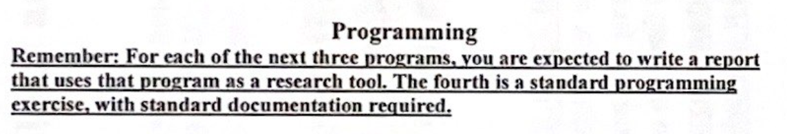 Solved Programming Remember: For each of the next three | Chegg.com