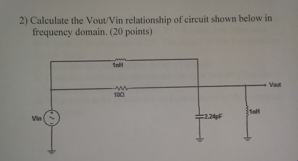 Solved 2) Calculate the Vout/Vin relationship of circuit | Chegg.com