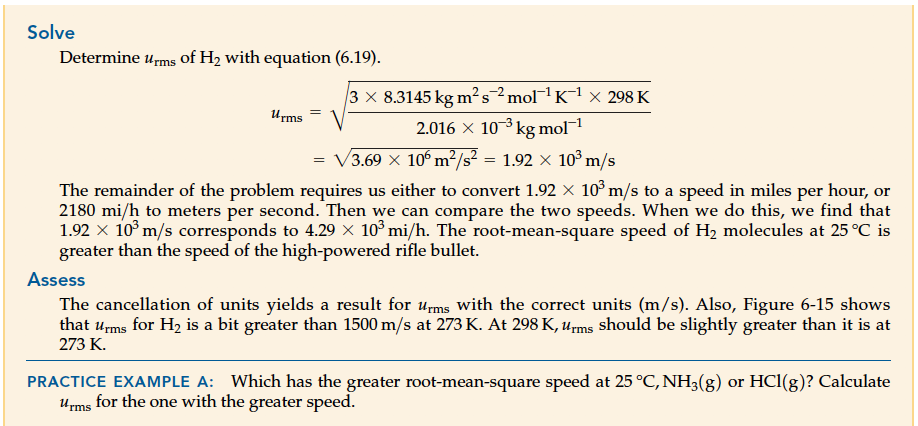 Solved EXAMPLE 6-14 Calculating a Root-Mean-Square Speed | Chegg.com