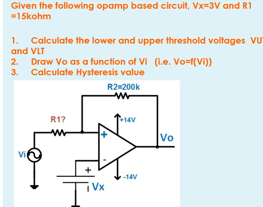 Solved Given the following opamp based circuit, Vx=3V and R1 | Chegg.com