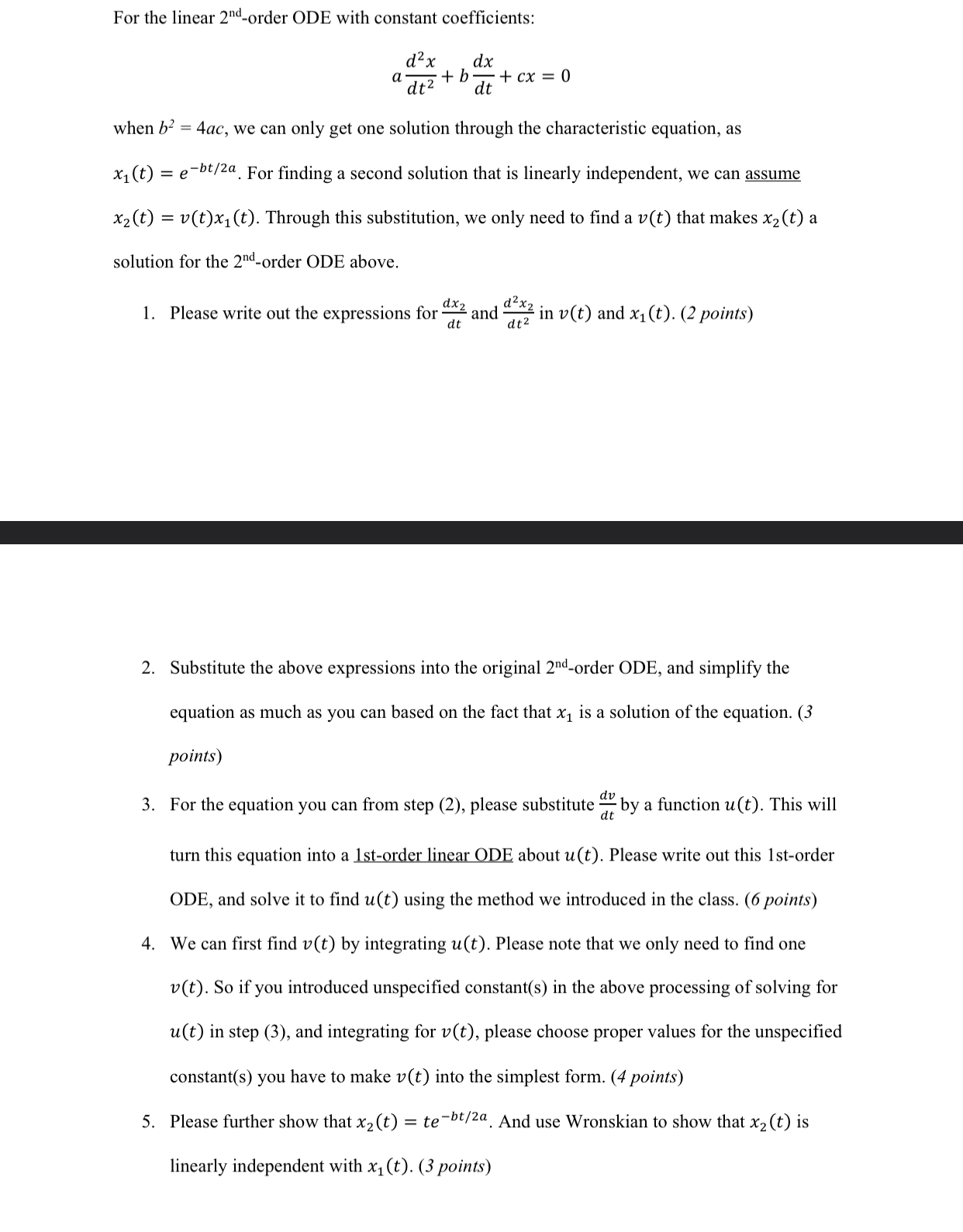 Solved For the linear 2nd -order ODE with constant | Chegg.com