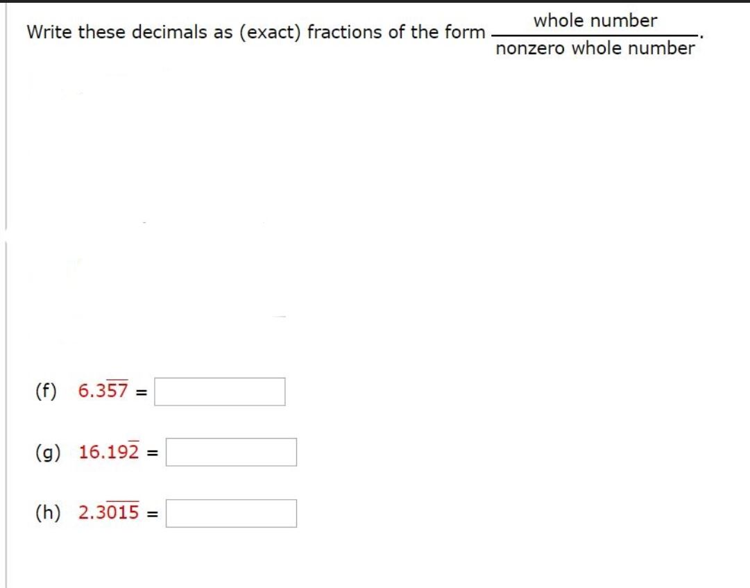 Solved Write these decimals as (exact) fractions of the form | Chegg.com