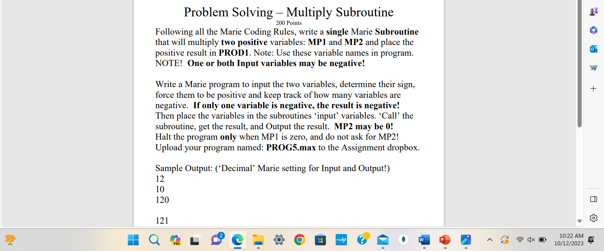 Solved Problem Solving - Multiply Subroutine 200 Points | Chegg.com