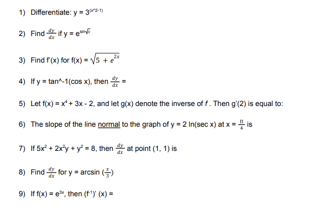 Solved Differentiate: y=3(x???2-1)Find dydx ﻿if y=esinx2Find | Chegg.com