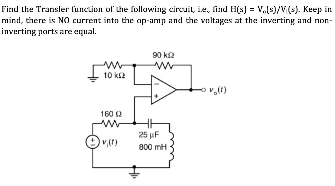 Solved Find the Transfer function of the following circuit, | Chegg.com