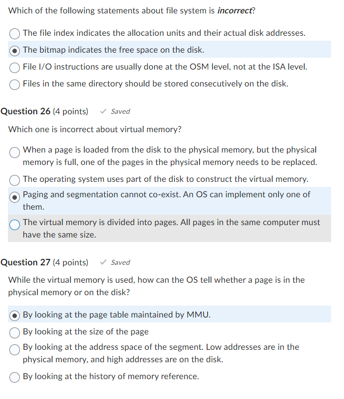 Solved Which of the following statements about file system | Chegg.com